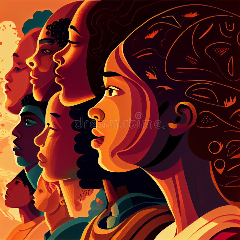 Different Abstract Faces. Ethnic Diversity of Nationalities. AI ...