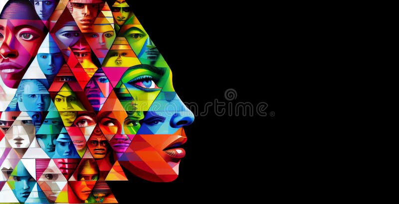Different Abstract Faces. Ethnic Diversity of Nationalities. AI ...
