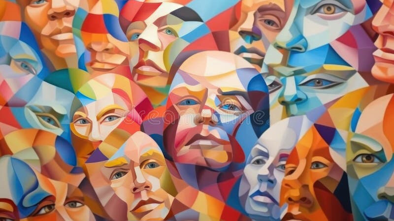 Different People Faces Pattern. Collage from Different People ...