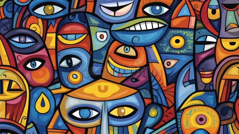 Different People Faces Pattern. Collage from Different People ...