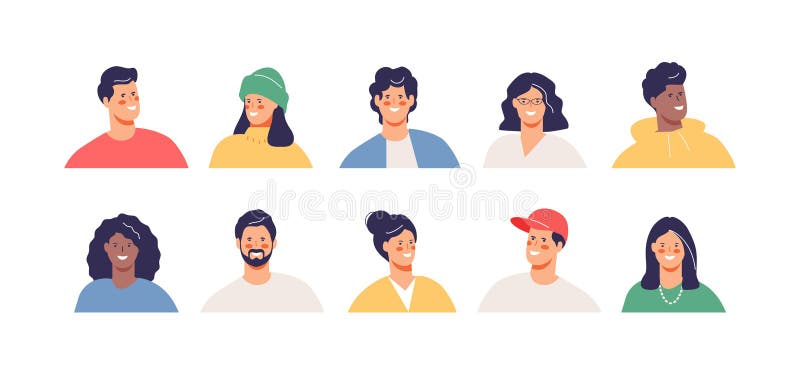 Different People Faces User Avatars Set Stock Vector - Illustration of ...