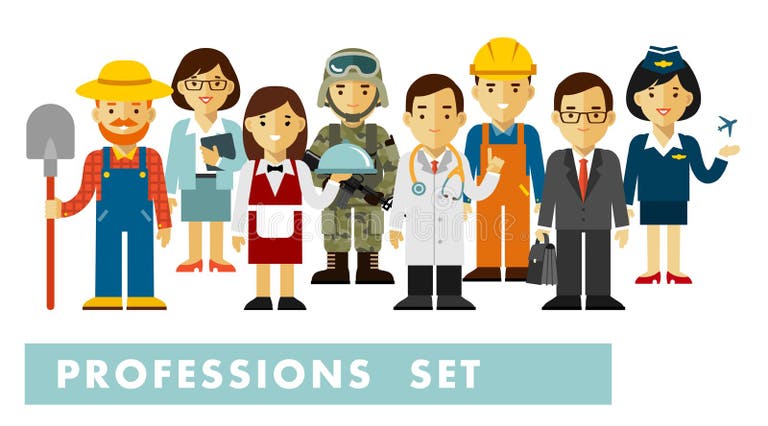 People Occupation Characters Set in Flat Style Isolated on White ... People Occupation Characters Set in Flat Style Isolated on White ...