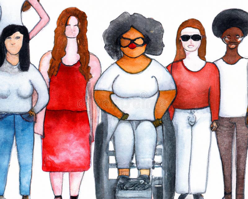 Different People Stand Side by Side Together - Digital Watercolor ...