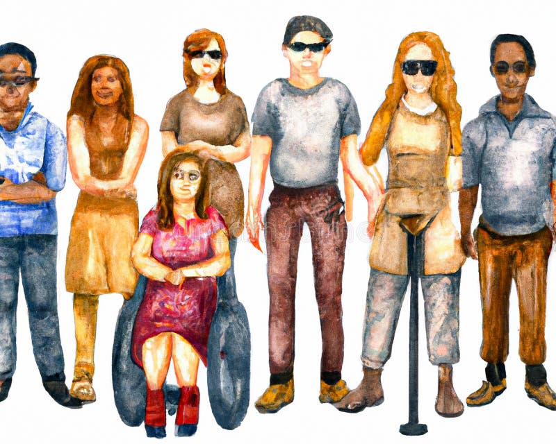 Different People Stand Side by Side Together - Digital Watercolor ...