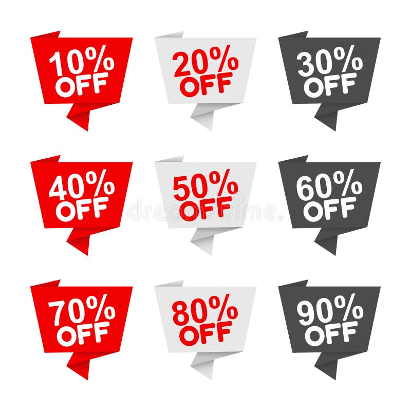 Different Percent Labels - Vector Illustrations Set - Isolated on White ...