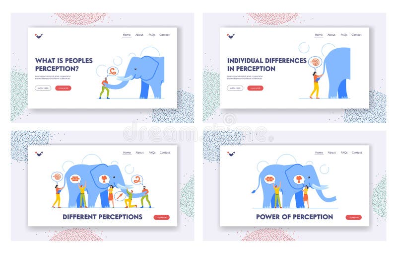 Different Perceptions Landing Page Template Set. Blindfolded People ...