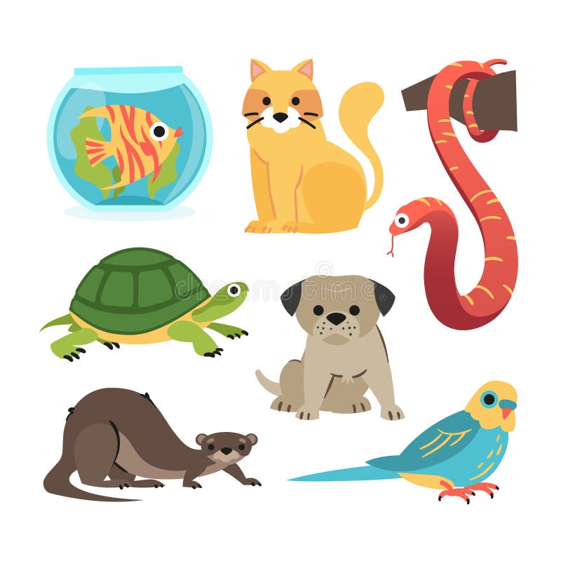 Different Pets Concept Vector Illustration Stock Illustration ...