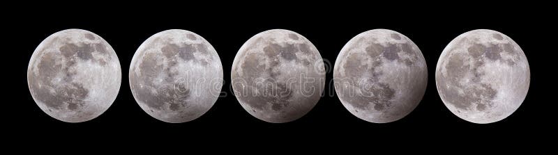 5 Different Phases of a Partial Lunar Eclipse Stock Image - Image of ...