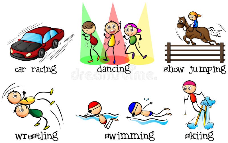 Different Physical Activities Stock Illustration - Illustration of ...