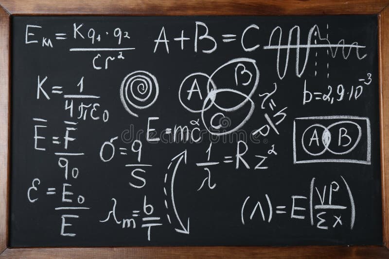 Different Physical Formulas Written with Chalk on Blackboard Stock ...