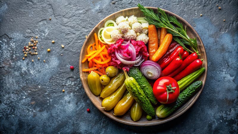 Different Pickled Vegetables on a Plate Top View AI-Generated Content ...
