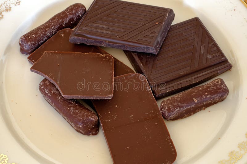 Different Pieces of Dark Chocolate Stock Image - Image of buttercream ...
