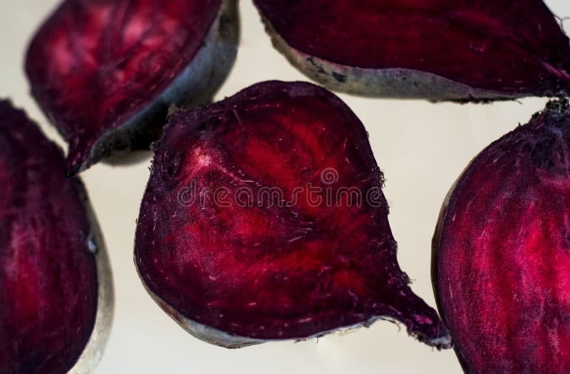 Different Pieces of Fresh, Raw, Red Beet in Section in Unusual ...