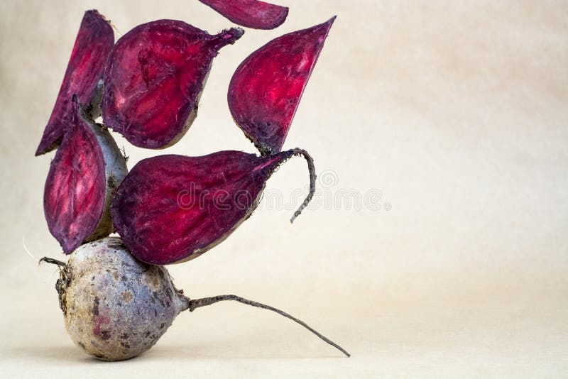 Different Pieces of Fresh, Raw, Red Beet in Section in Unusual ...