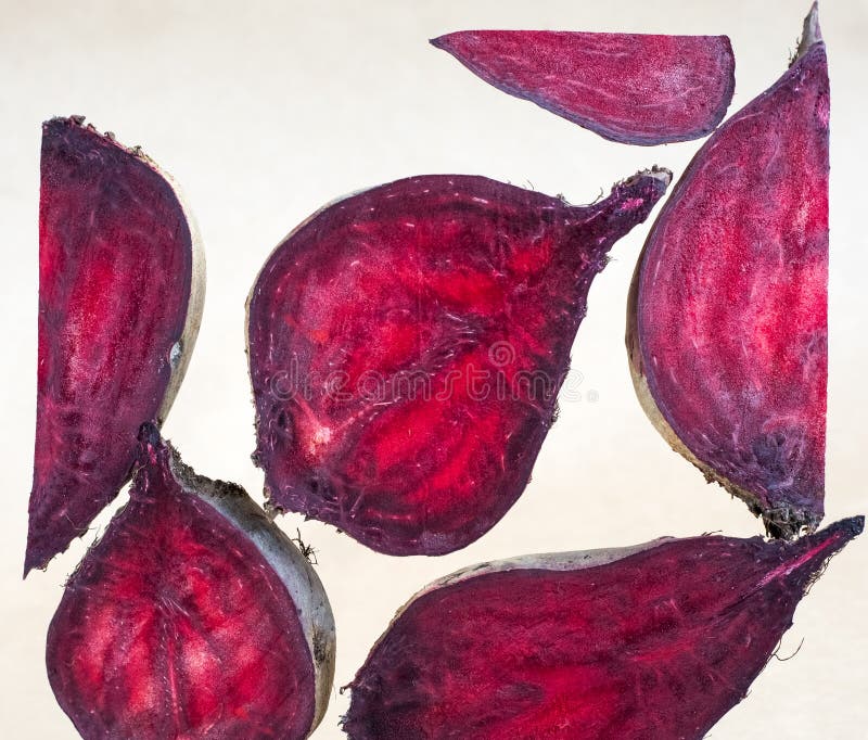 Different Pieces of Fresh, Raw, Red Beet in Section in Unusual ...