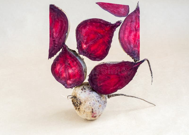 Different Pieces of Fresh, Raw, Red Beet in Section in Unusual ...