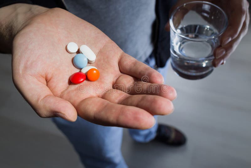 Different pills and water stock image. Image of medication - 71009433
