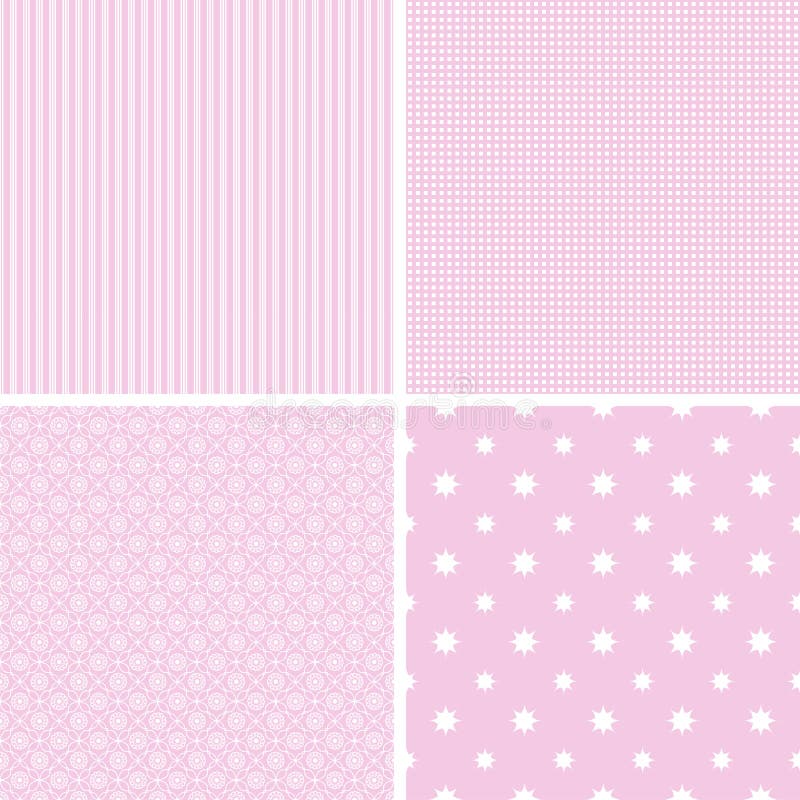 Different Pink Seamless Patterns Stock Illustration - Illustration of ...