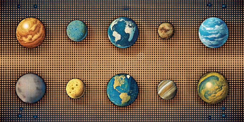 Different Planets from Earth Vintage Comic Book Halftone Dot Pattern ...