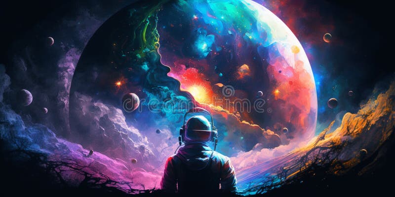Different Planets in the Galaxy, View from Space, Generative Ai Stock ...