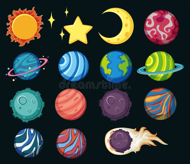 Different Planets in Solar System on Transparent Background Stock ...