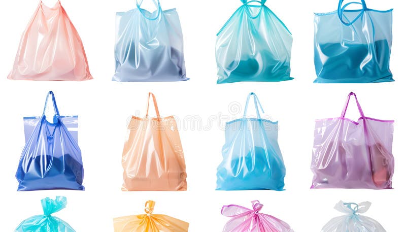 Different Plastic Bags Isolated on White, Collection Stock Image ...