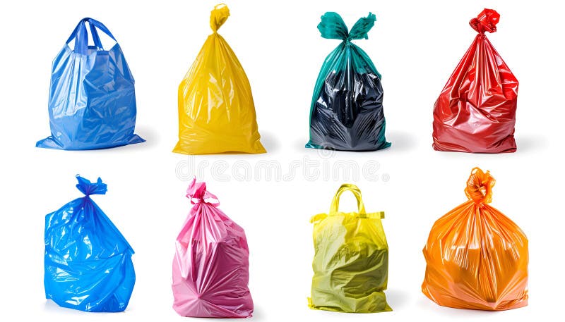 Different Plastic Bags Isolated on White, Collection Stock Image ...