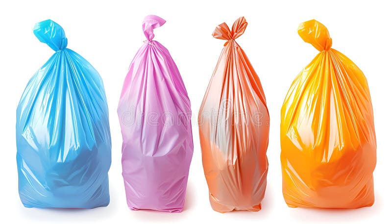 Different Plastic Bags Isolated on White, Collection Stock Photo ...