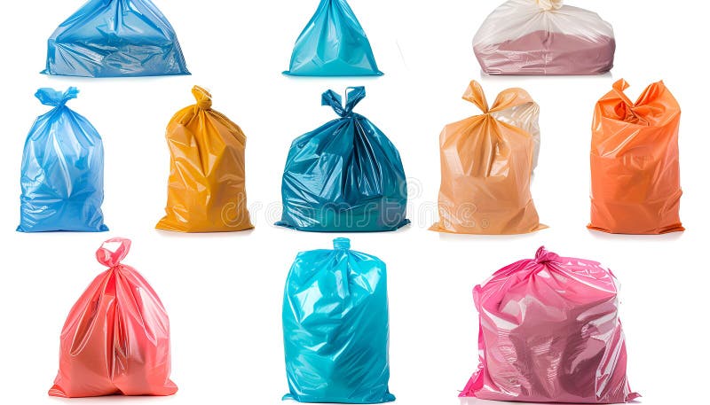 Different Plastic Bags Isolated on White, Collection Stock Image ...