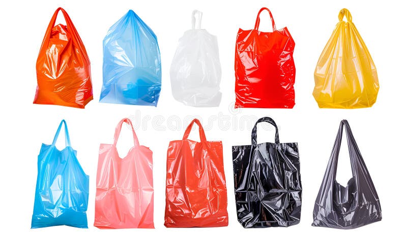 Different Plastic Bags Isolated on White, Collection Stock Image ...