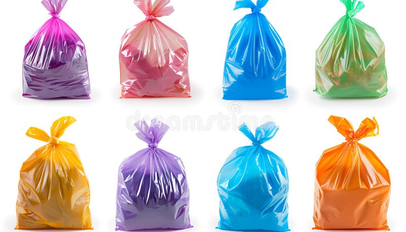 Different Plastic Bags Isolated on White, Collection Stock Photo ...
