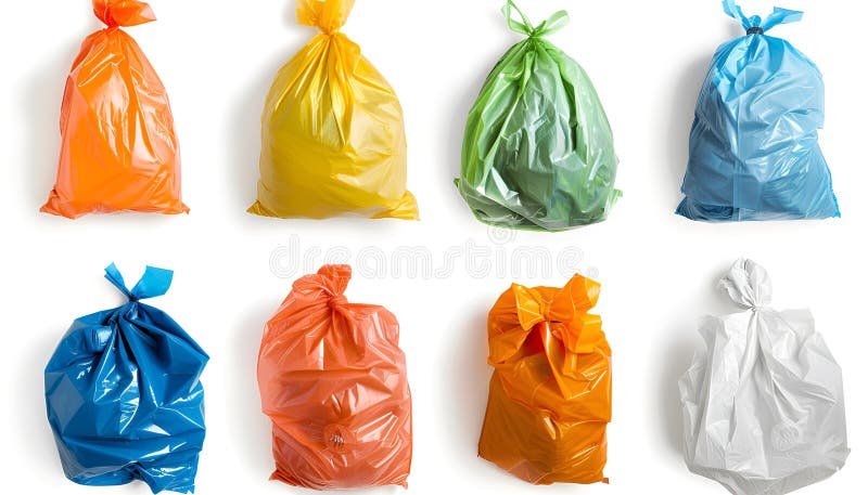 Different Plastic Bags Isolated on White, Collection Stock Image ...
