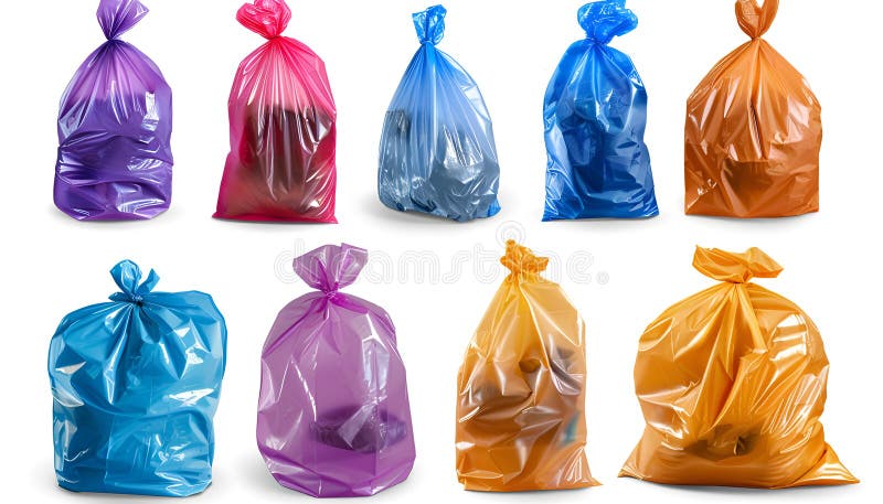 Different Plastic Bags Isolated on White, Collection Stock Image ...