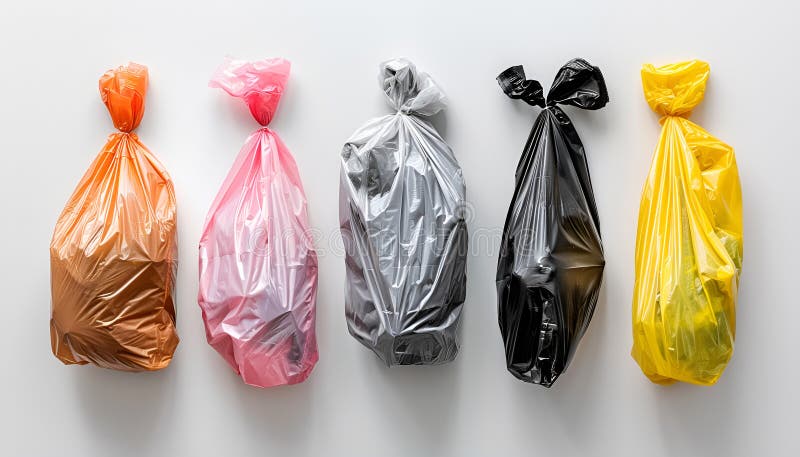 Different Plastic Bags Isolated on White, Collection Stock Photo ...