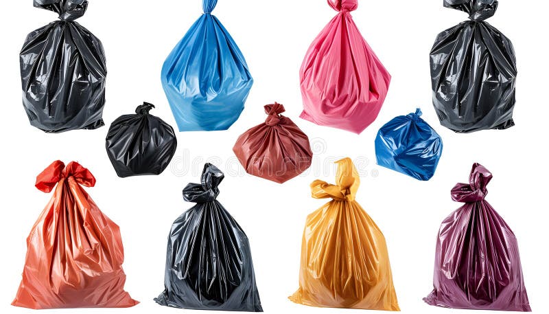 Different Plastic Bags Isolated on White, Collection Stock Photo ...