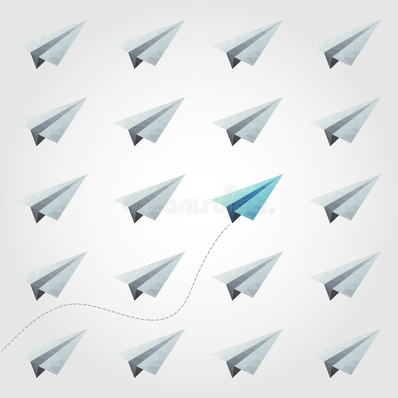 Polygon Paper Plane on Leader Concept with Business Icon Stock Vector ...