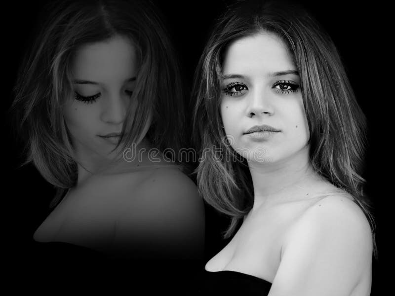 Different Portraits of the Same Girl with Different Pose Stock Image ...