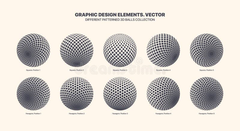 Spheres with Different Density of Bitmap Dither Gradient Isolated on ...
