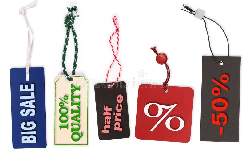 Different Price Labels with Text Stock Photo - Image of collage ...