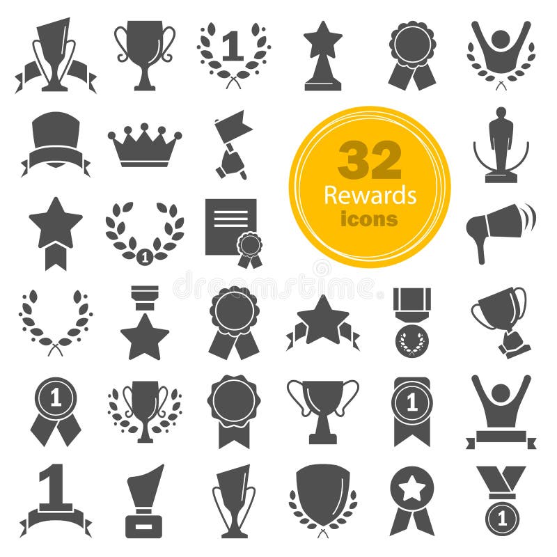 Different Prizes and Rewards Simple Icons Set Stock Illustration ...