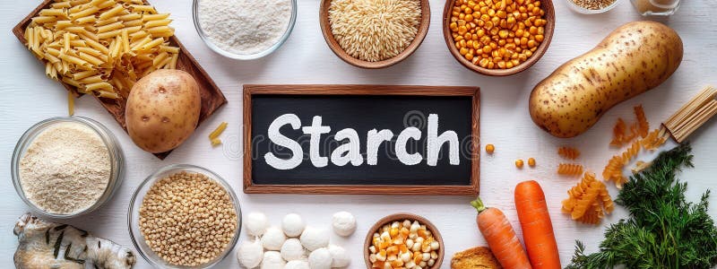 Different Products Containing Starch. Selective Focus. Stock Photo ...