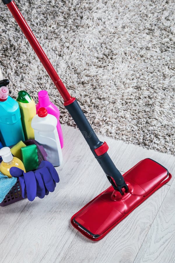 Different Products and Items for Cleaning on the Floor in the Room ...