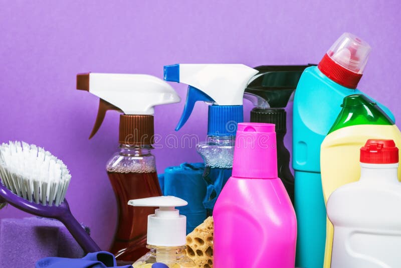 Different Products and Items for Cleaning on the Kitchen Countertop ...