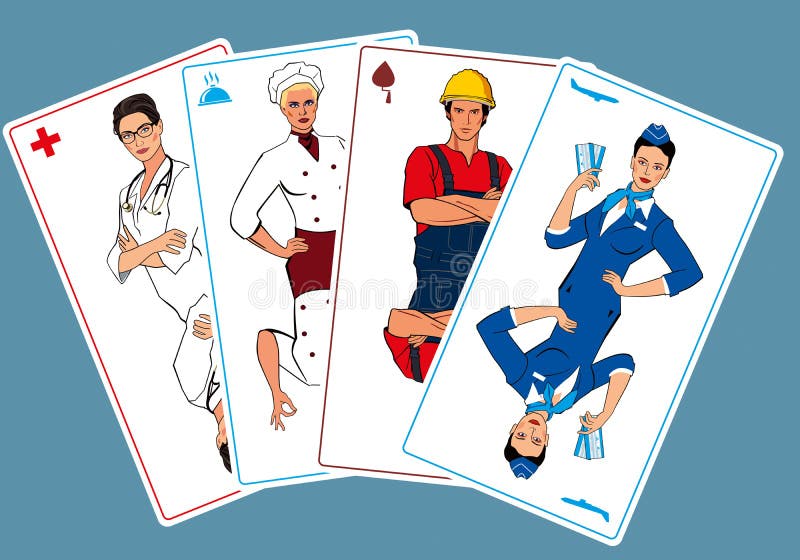 Different Professions in the Form of Playing Cards. Doctor, Cook ...