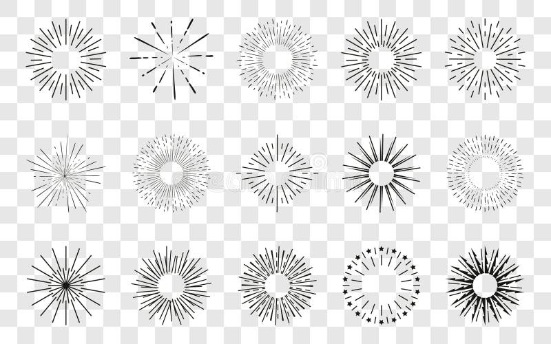 Different Radial Sunburst Design. Set of Sunbeam Emblem Stock Vector ...