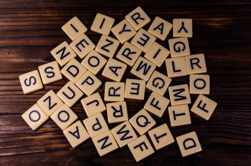 Different Random Letters on Wooden Table Stock Photo - Image of pattern ...