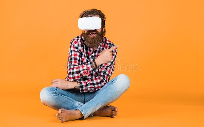 Different Reality. Man with Glasses of Virtual Reality. Future ...