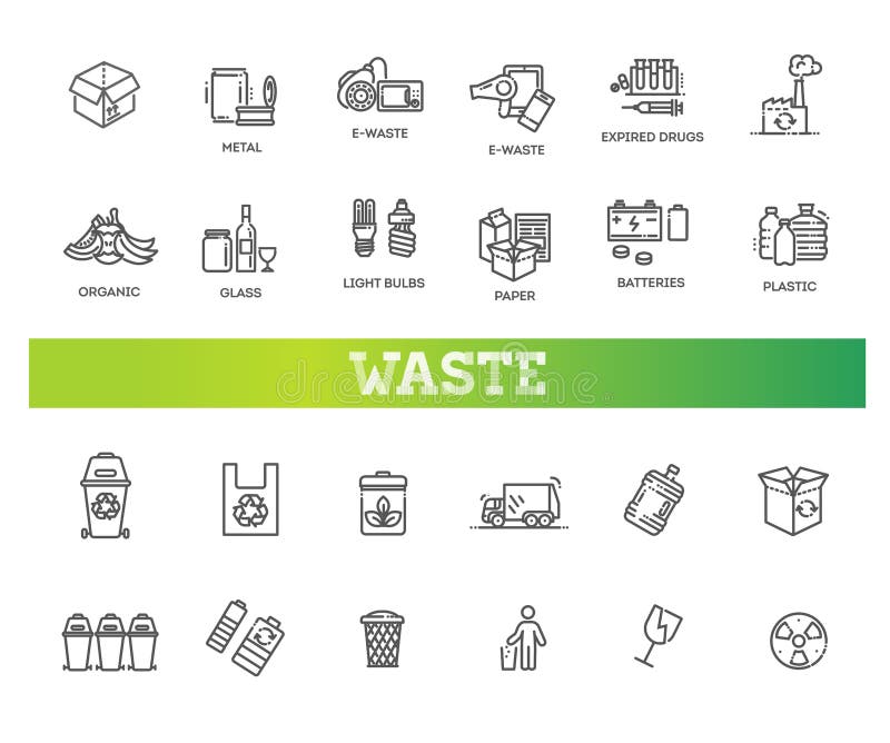 Garbage Vector Line Icons Set. Garbage Icons Set Stock Vector ...