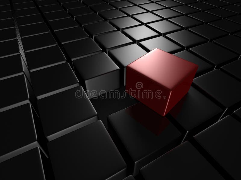 Different Red Cube Out from Dark Metallic Group Stock Illustration ...