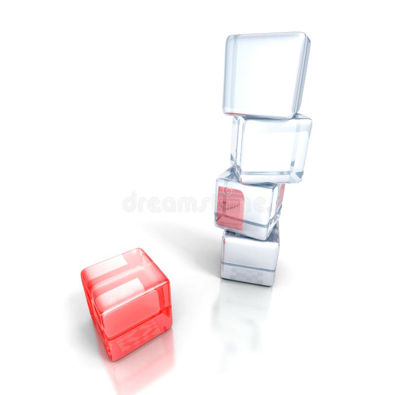 Different Red Cube Out from White Tower Stack. Business Concept Stock ...
